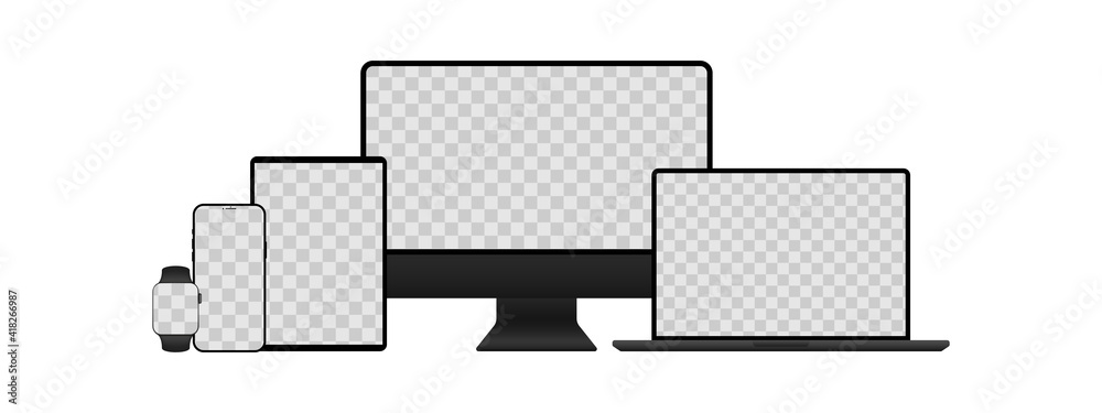 Realistic mockups of Apple devices on isolated background with ...