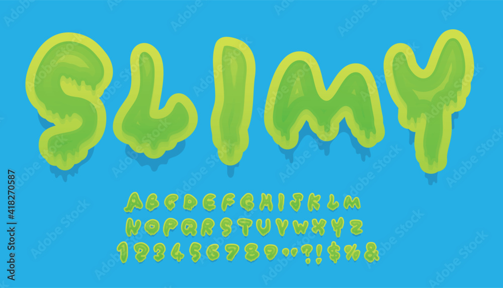 Slime font type letter. Green toxic mold. Stock Vector | Adobe Stock