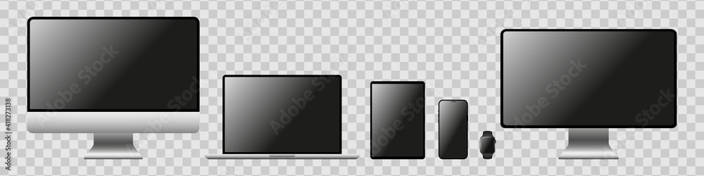 Realistic mockups of Apple devices on isolated background with ...