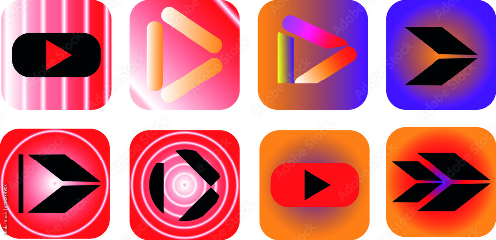 set of video icons for smartphone applications and menus. operating ...