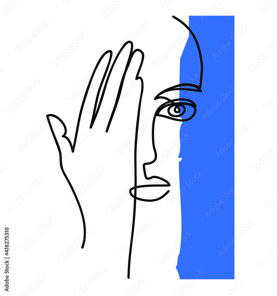 Continuous One Line Drawing Woman Face Illustration Modern Design For