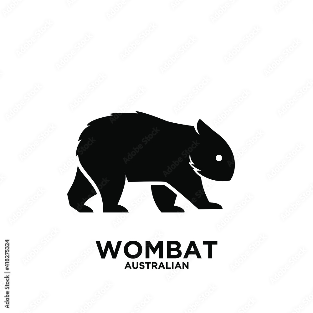 Poster Australian wombat animal vector black silhouette logo icon ...