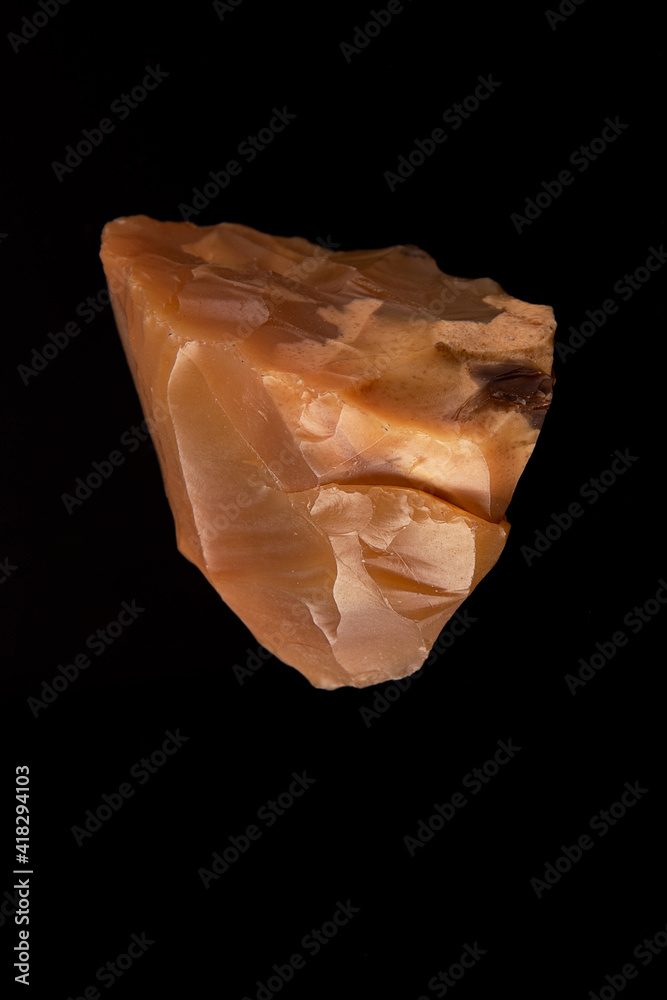 Flint cores from the stone age with their fine, shiny faces. From the ...