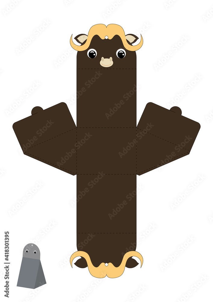 Party favor box musk-ox design for sweets, candies, presents. Packaging ...