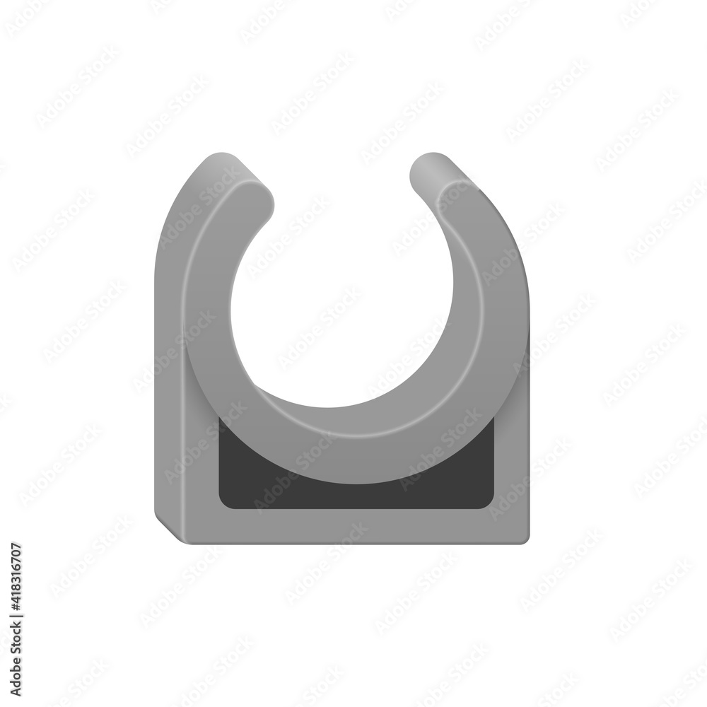 PVC pipe clamp vector icon. Also called clip lock, hanger, U-Hook ...