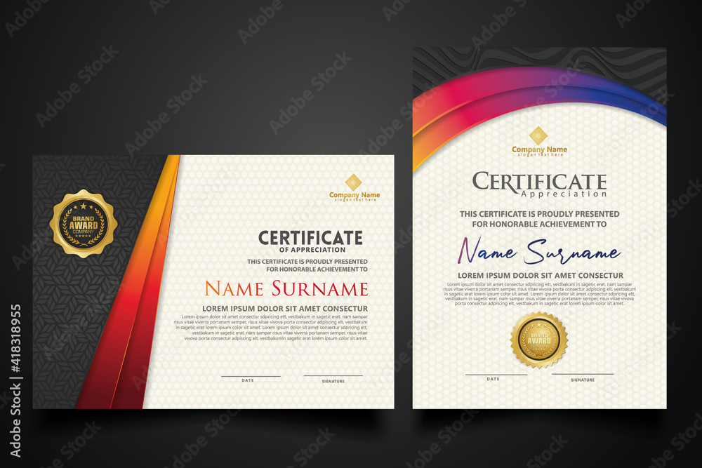 certificate template with Luxury realistic texture pattern and dynamic ...