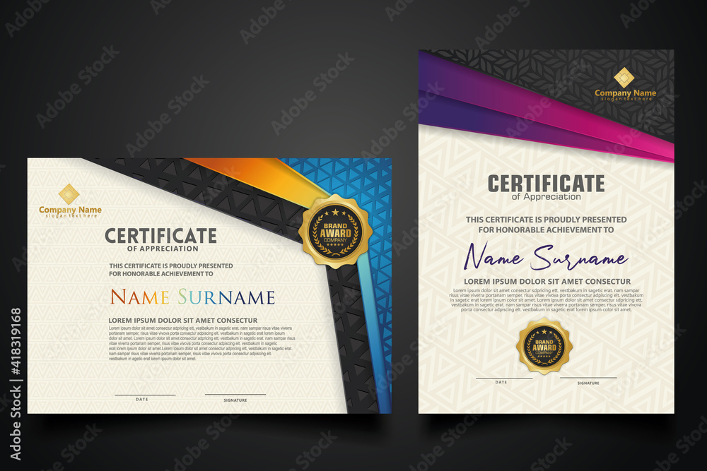 certificate template with Luxury realistic texture pattern and dynamic ...