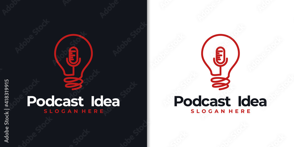 creative smart podcast logo design with line art style Stock Vector ...