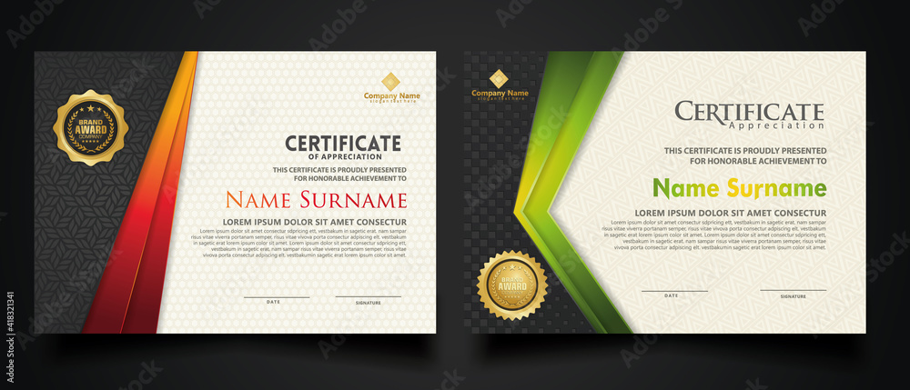 certificate template with Luxury realistic texture pattern and dynamic ...