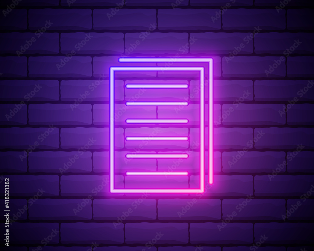 Copy files neon icon. Simple thin line, outline vector of web ...