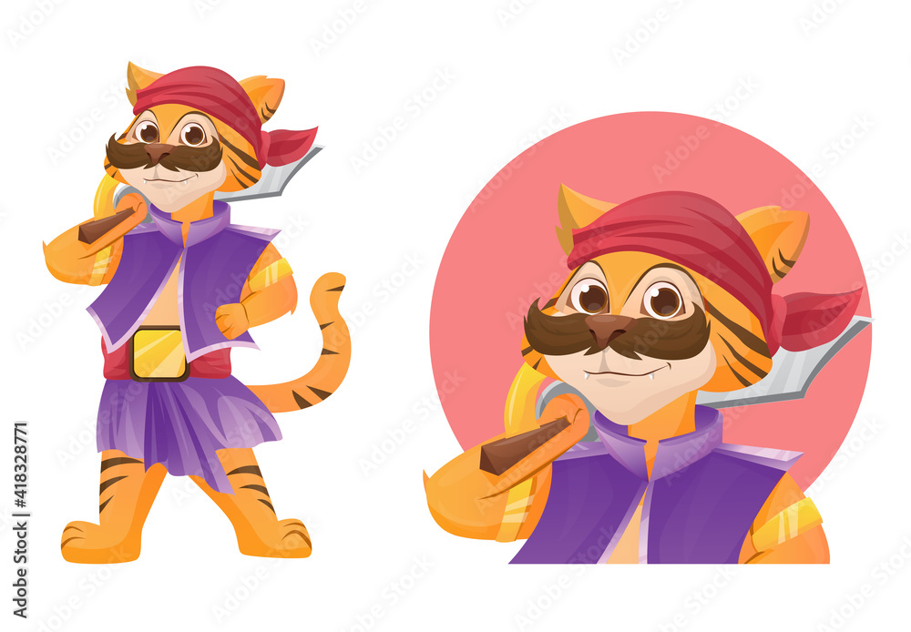 Tiger cartoon character, good for your design Stock Vector | Adobe Stock