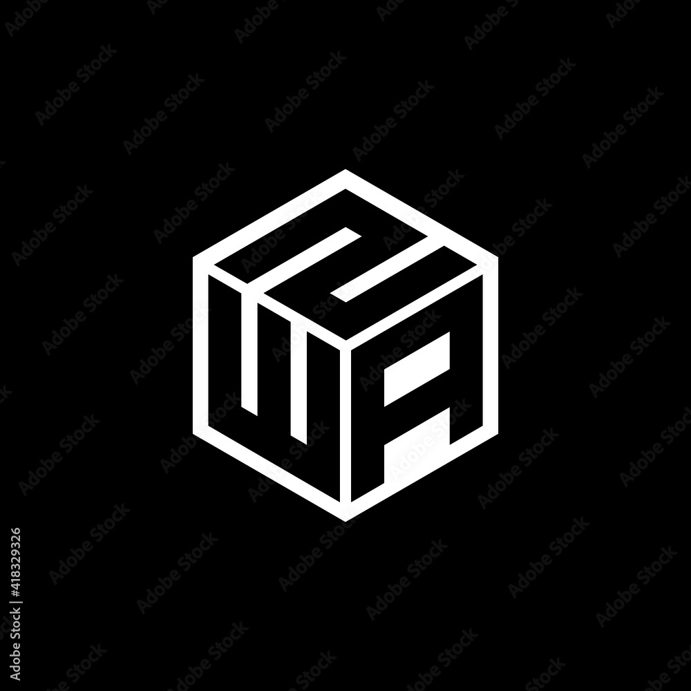 WAZ letter logo design with black background in illustrator, cube logo ...