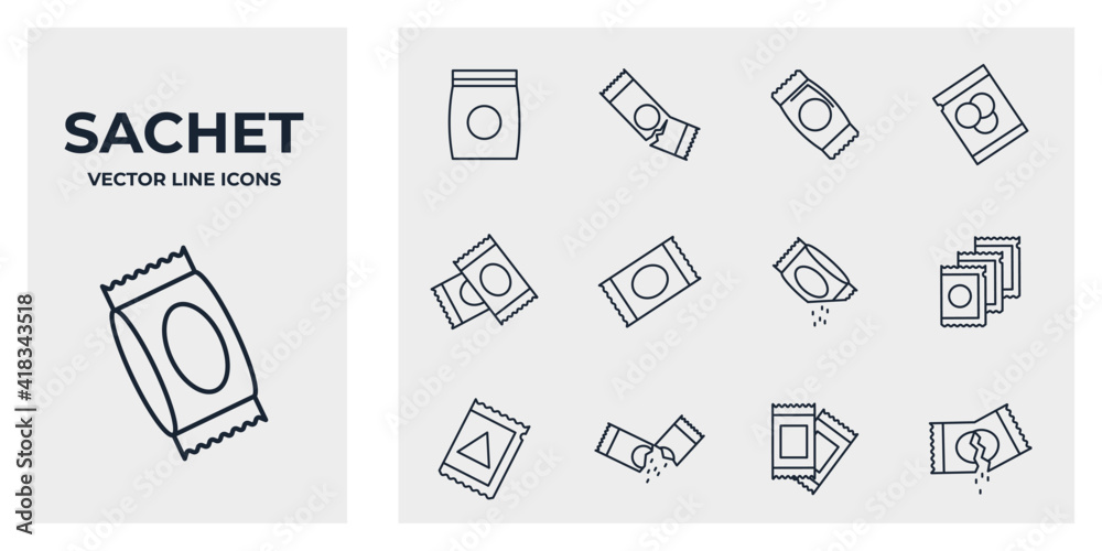 Set of Sachet icon. Sachet pack symbol template for graphic and web ...