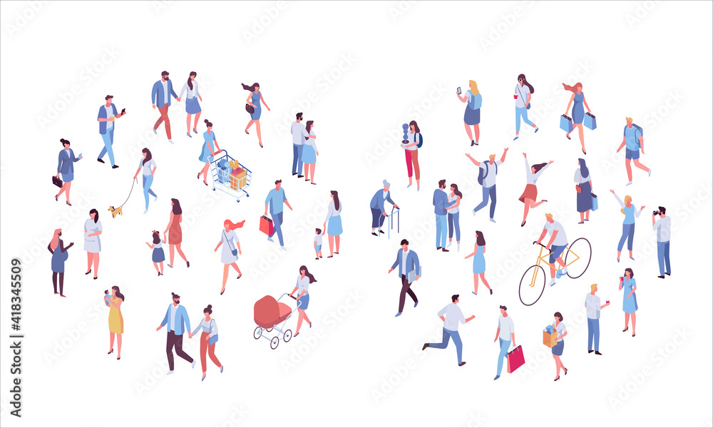 Different isometric people vector set isolated on white. Male and ...