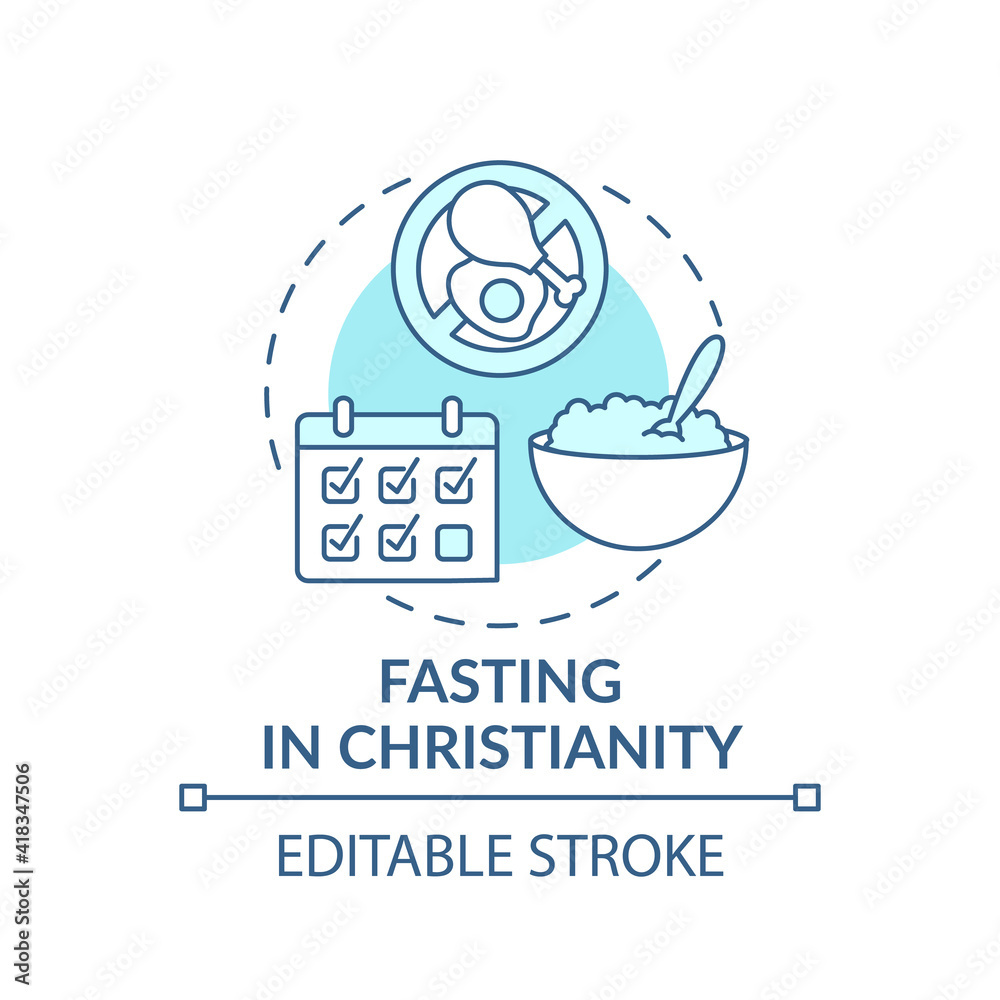 Fasting in Christianity turquoise concept icon. Calender dates. Great ...