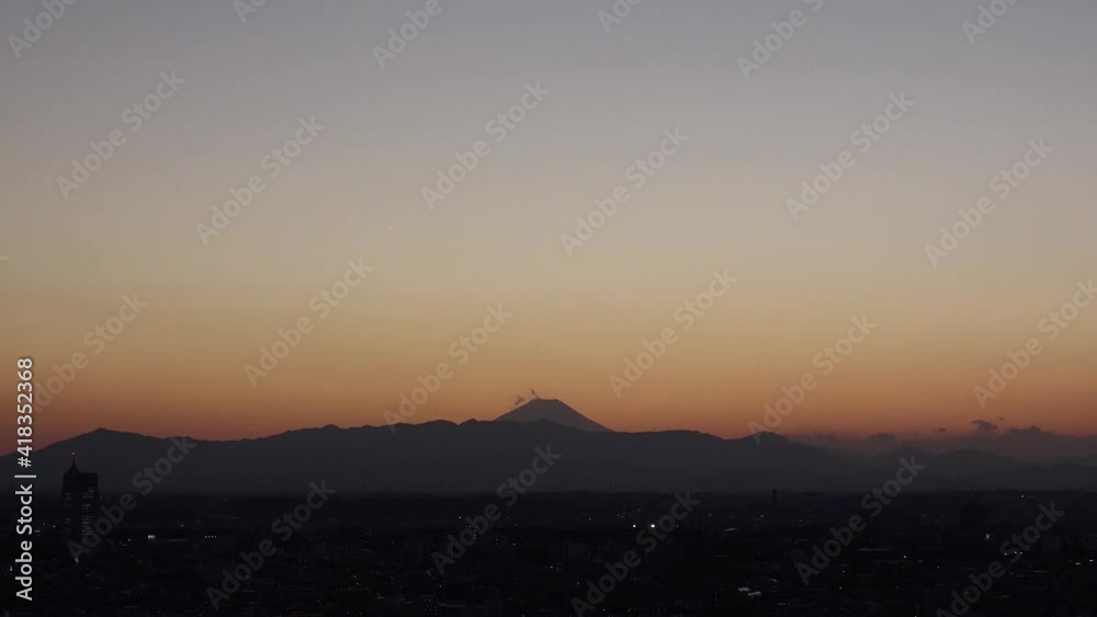 TOKYO, JAPAN : Aerial high angle sunset CITYSCAPE of TOKYO and MOUNT ...