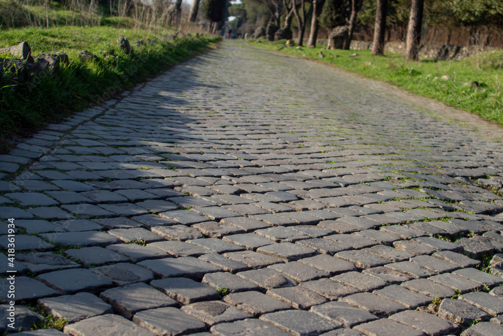 Ancient roman cobble street,The first important main road was the ...