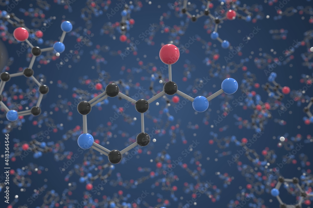 Molecule of Isoniazid. Molecular model, science related 3d rendering ...