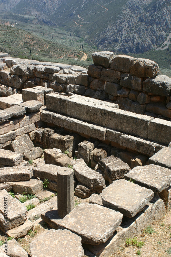 Delphi Greece Ruins on the Delphi Landscape on the Mount Parnassus ...