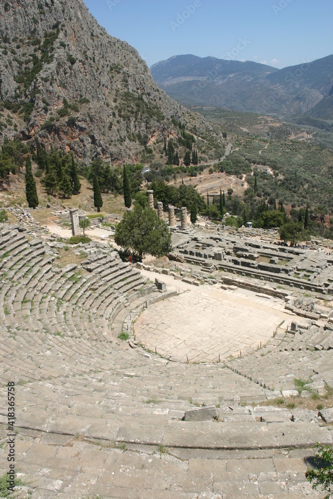 Delphi, Greece Ruins on the Delphi Landscape on the Mount Parnassus ...