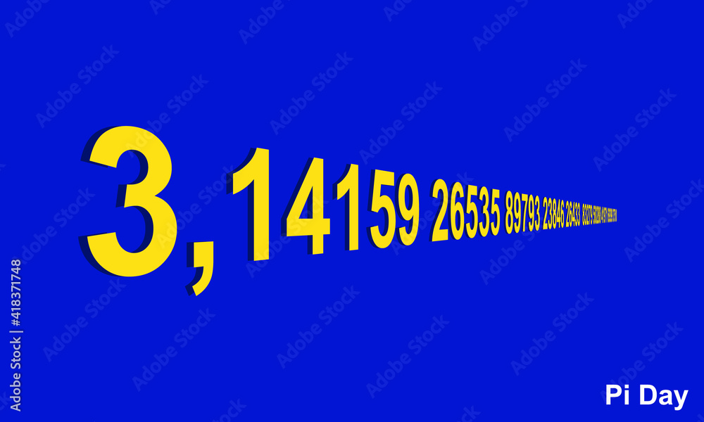 The first decimal digits of Pi symbol depicted in perspective vector ...
