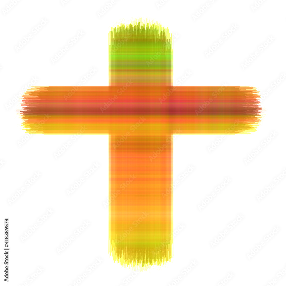 orange, yellow and green cross with the appearance of ombre blanket ...