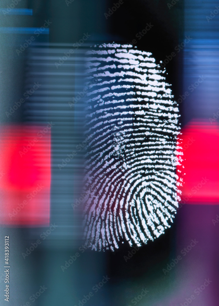 Finger print on digital screen being scanned Stock Photo | Adobe Stock