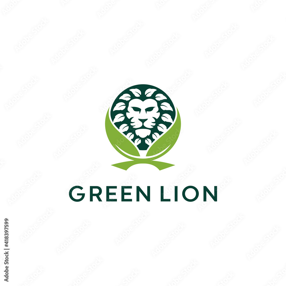 green lion logo design inspiration Stock Vector | Adobe Stock