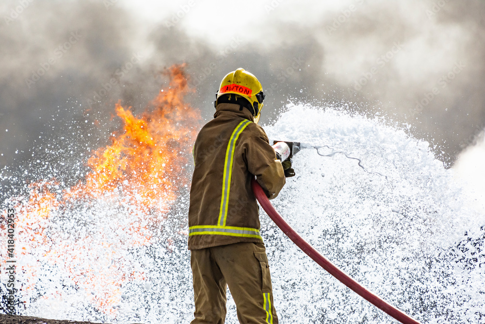 Military Airbase Fire Firefighters tackle a raging blaze on an airbase ...