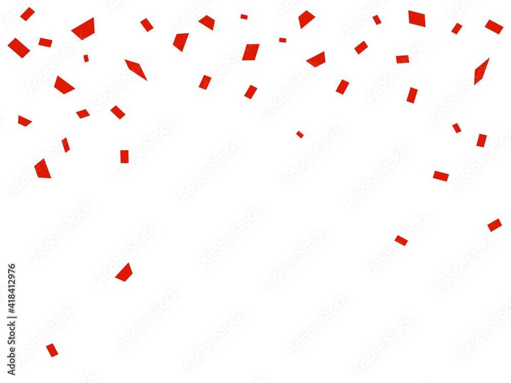 Vector stock illustration. Falling red confetti isolated on a white ...