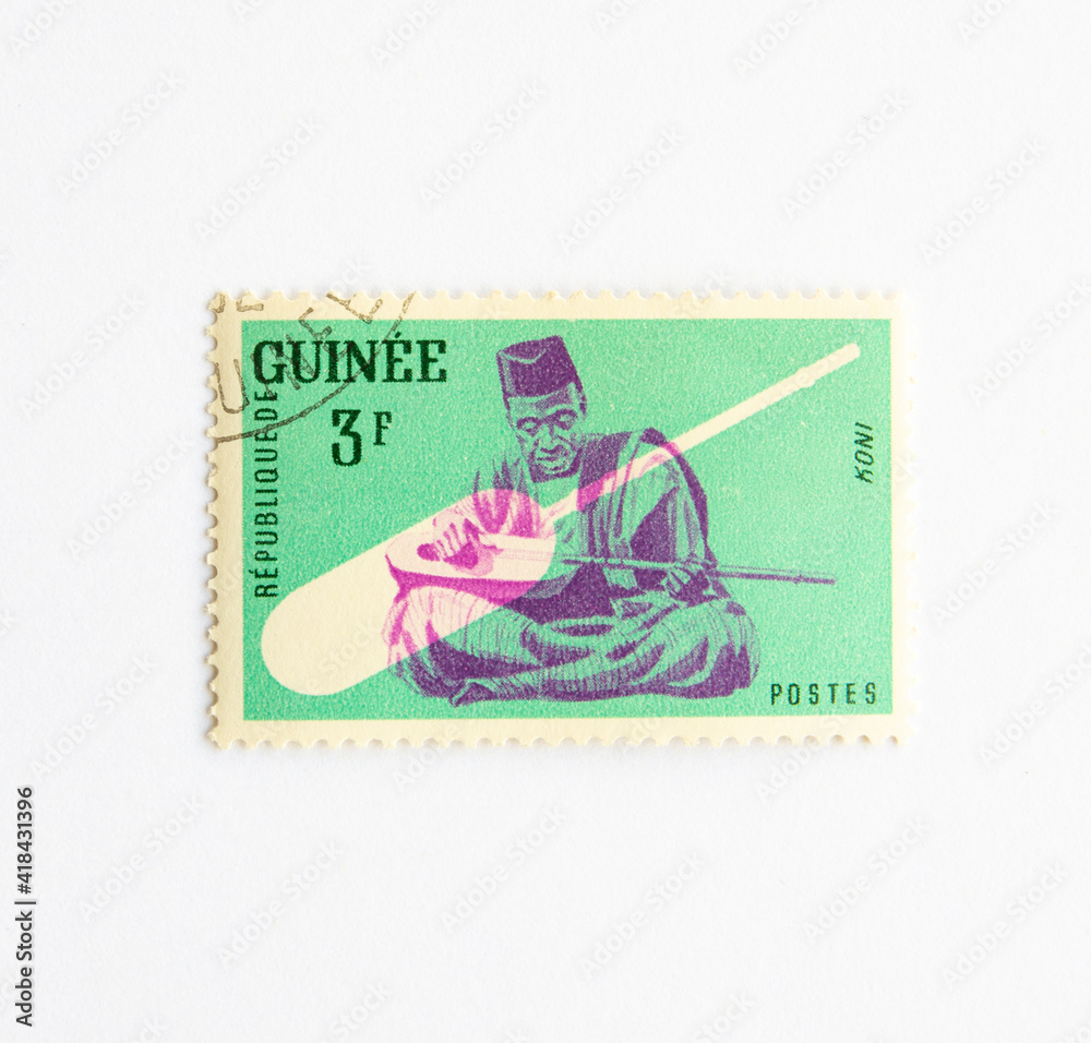 Guinea Republic Postage Stamp. circa 1962. Traditional music ...