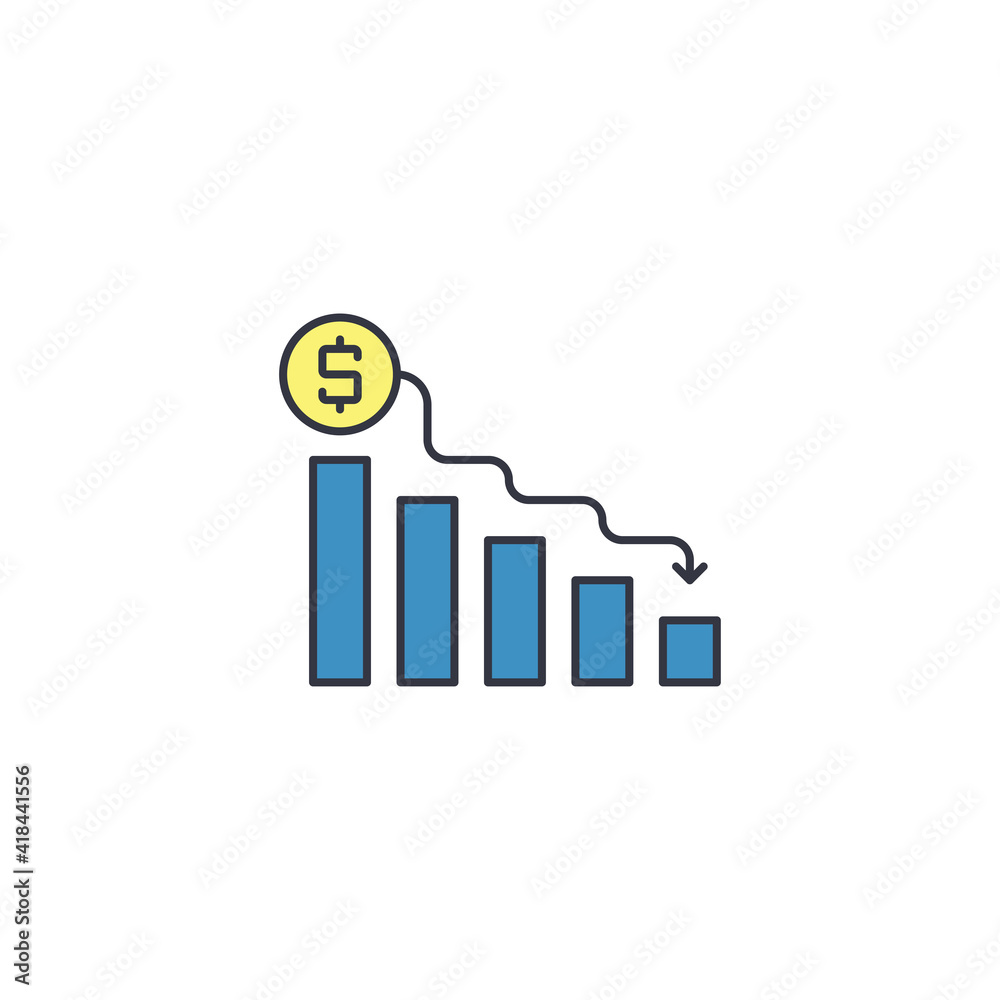 declining graph vector icon business decline chart filled flat sign for ...