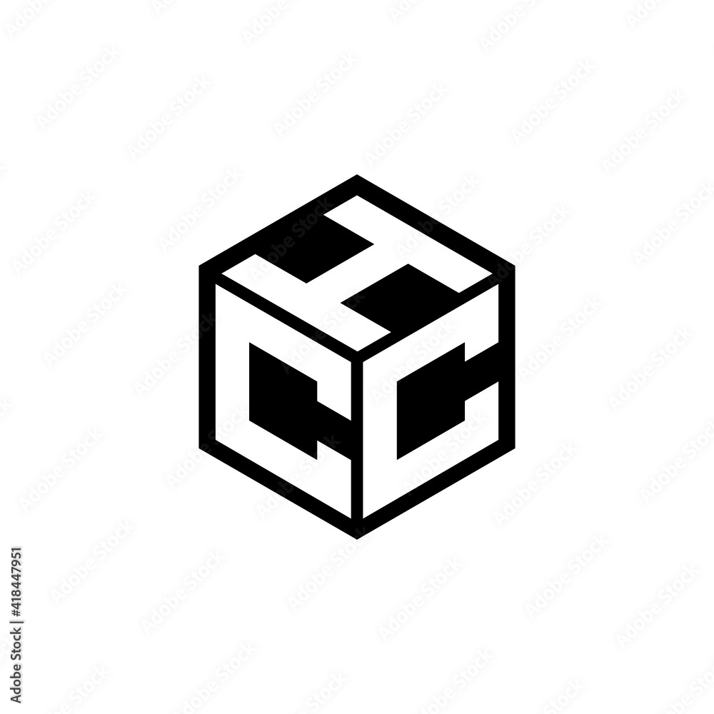 CCH letter logo design with white background in illustrator, cube logo ...