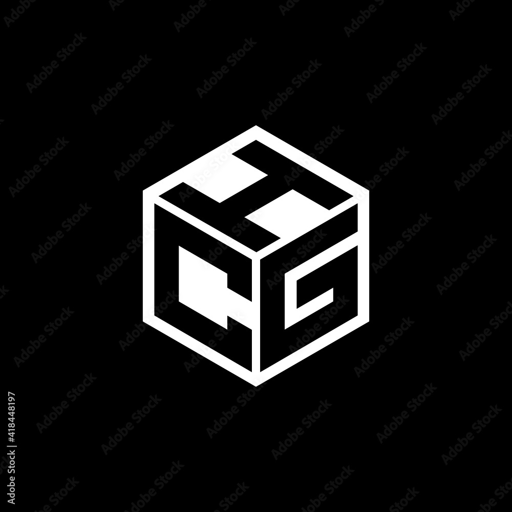 CGH letter logo design with black background in illustrator, cube logo ...