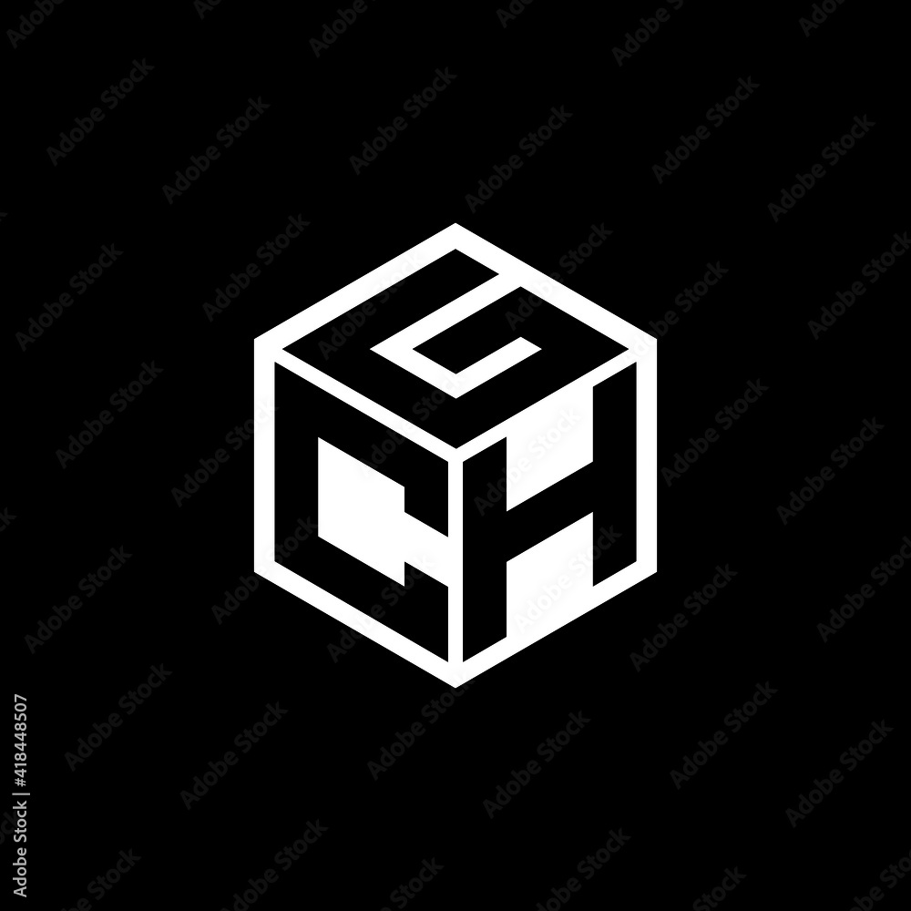 CHG letter logo design with black background in illustrator, cube logo ...