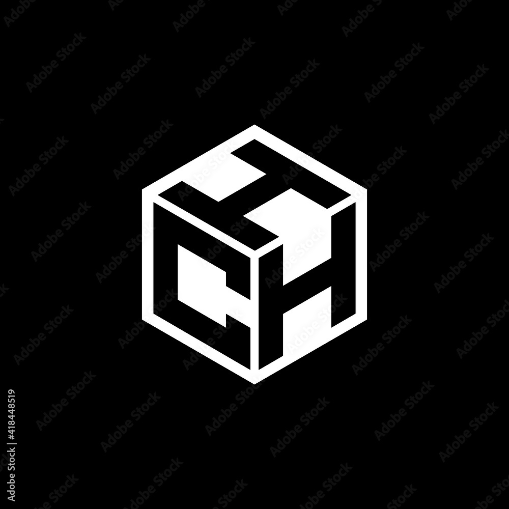 CHH letter logo design with black background in illustrator, cube logo ...