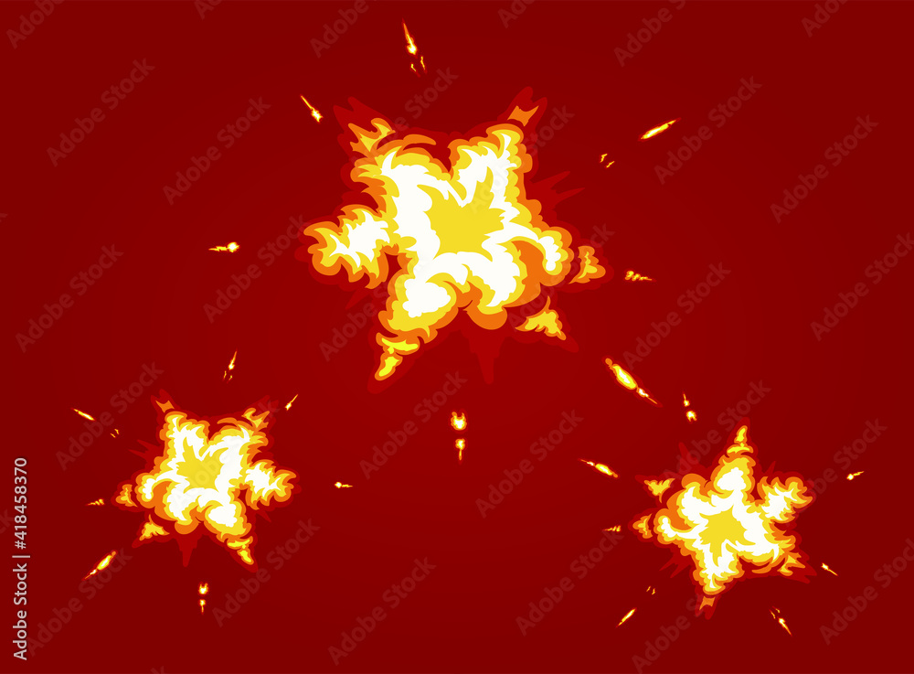 Explosion animation in storyboard. Energy detonating explosives with ...