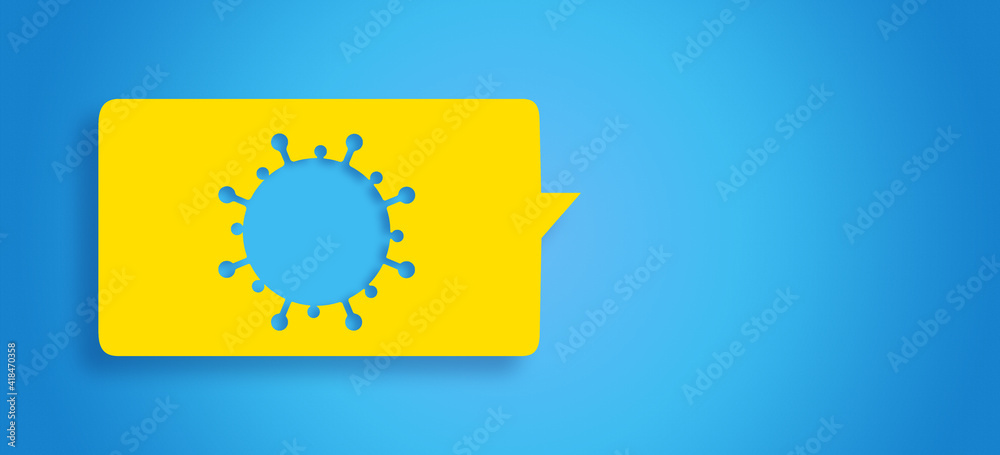 3D rendered virus silhouette in chat bubble concept: Isolated yellow ...
