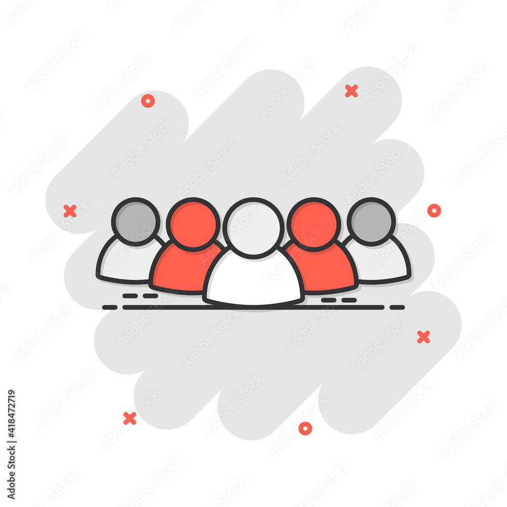 Vector cartoon group of people icon in comic style. Persons sign ...
