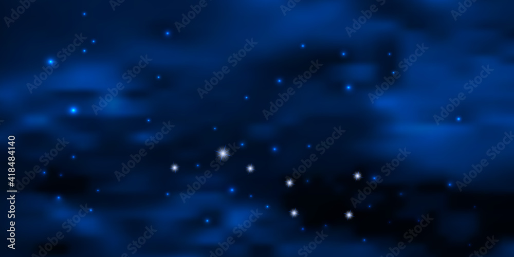 Night blue starry sky with Big Dipper star constellation, glowing stars ...