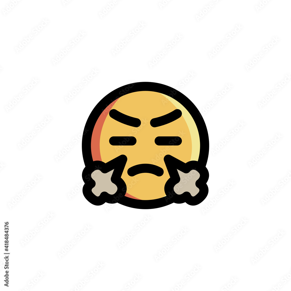 Angry Face Emoticon Icon Logo Vector Illustration. Outline Style ...