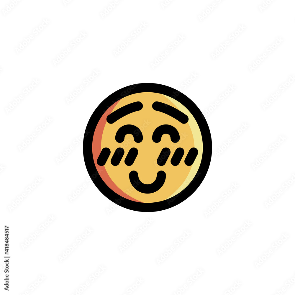 Smile Blushing Happy Emoticon Icon Logo Vector Illustration. Outline ...