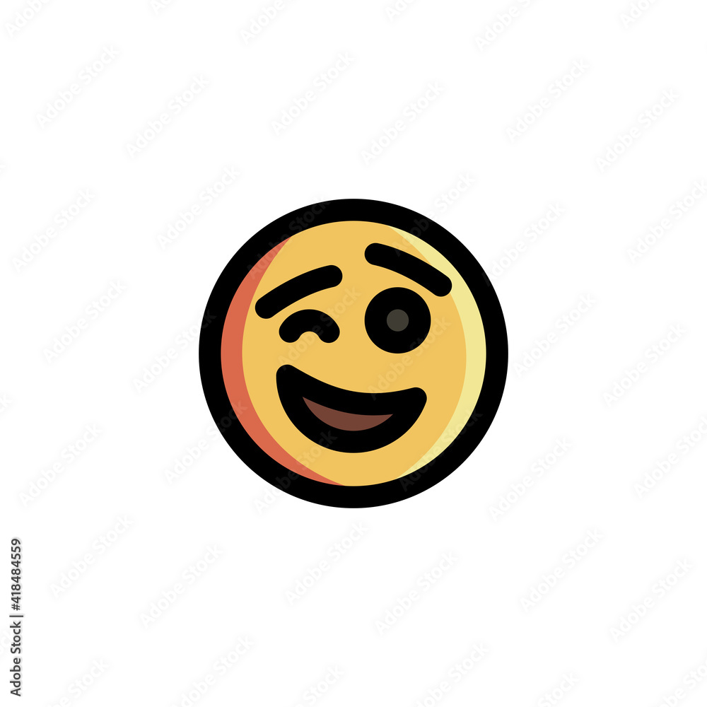 Smile Wink Emoticon Icon Logo Vector Illustration. Outline Style ...
