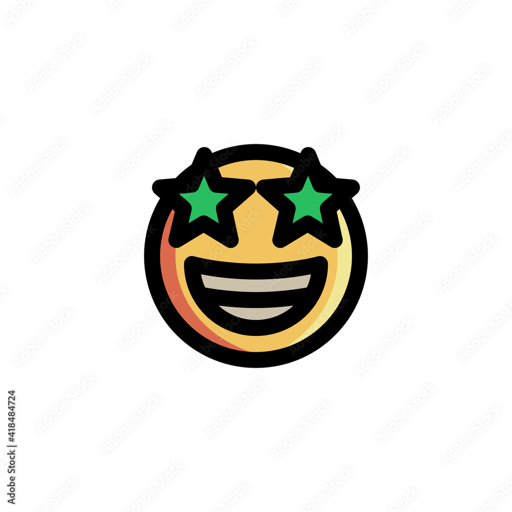 Star Exciting Happy Emoticon Icon Logo Vector Illustration. Outline ...