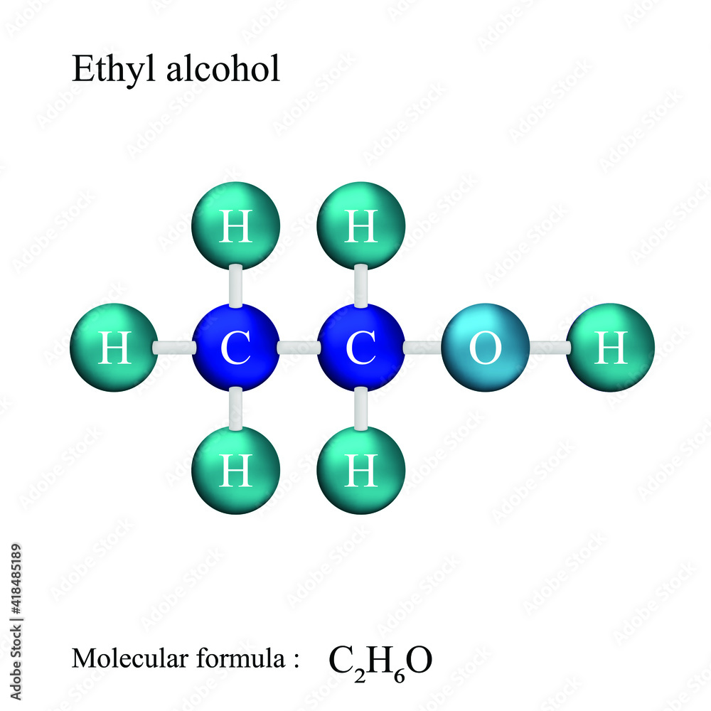 Lewis structural formula of Ethyl alcohol, molecular formula Stock Vector | Adobe Stock