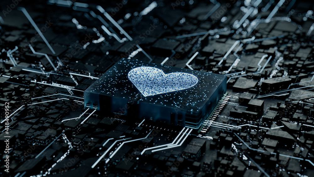 Ilustração do Stock: Love Technology Concept with heart symbol on a ...