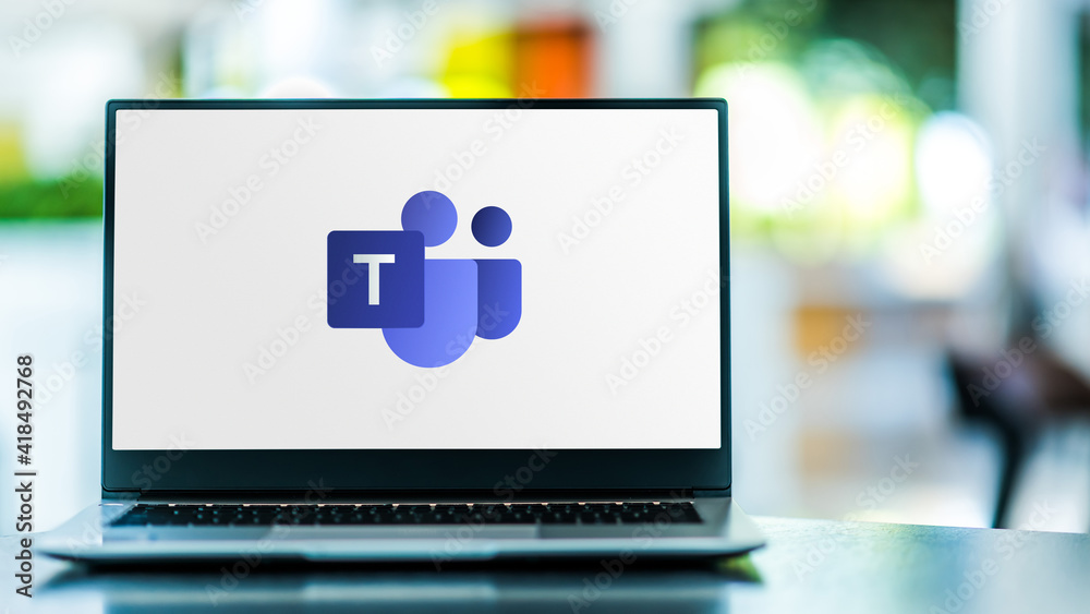 Laptop computer displaying logo of Microsoft Teams Stock Photo | Adobe ...
