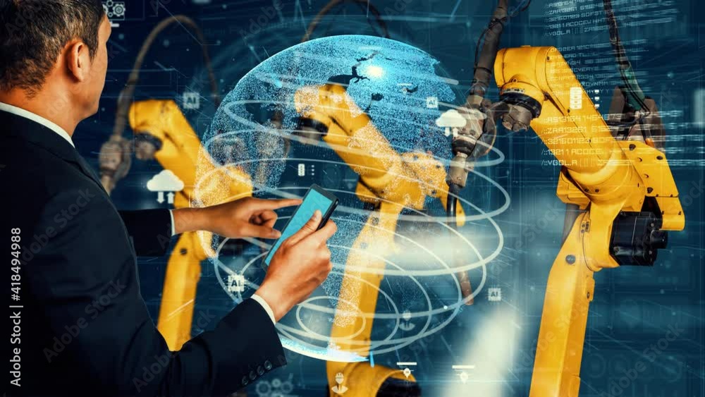 Smart industry robot arms modernization for digital factory technology ...