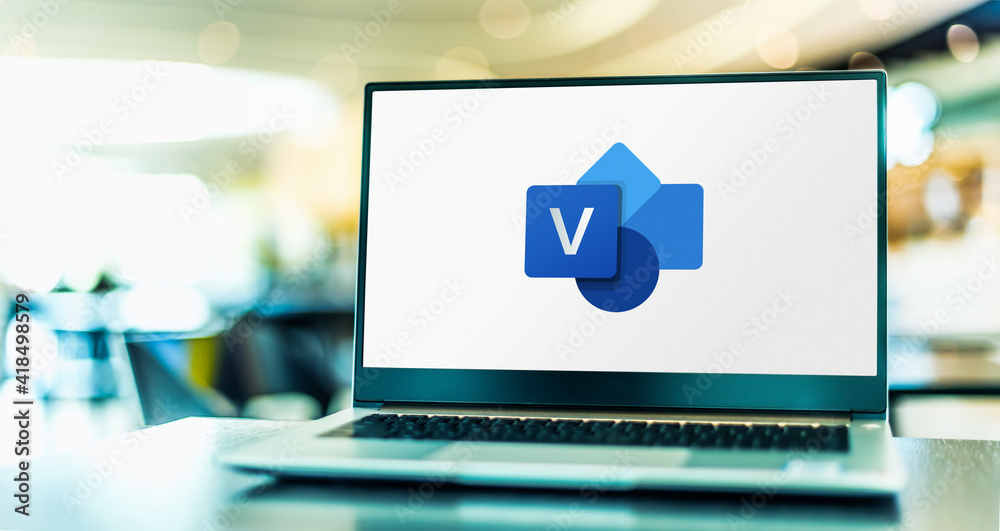 Laptop computer displaying logo of Microsoft Visio Stock Photo | Adobe ...