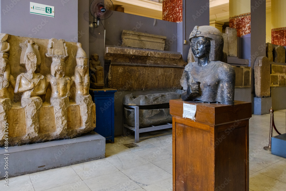 Interior of the Museum of Egyptian Antiquities (Egyptian Museum) which ...